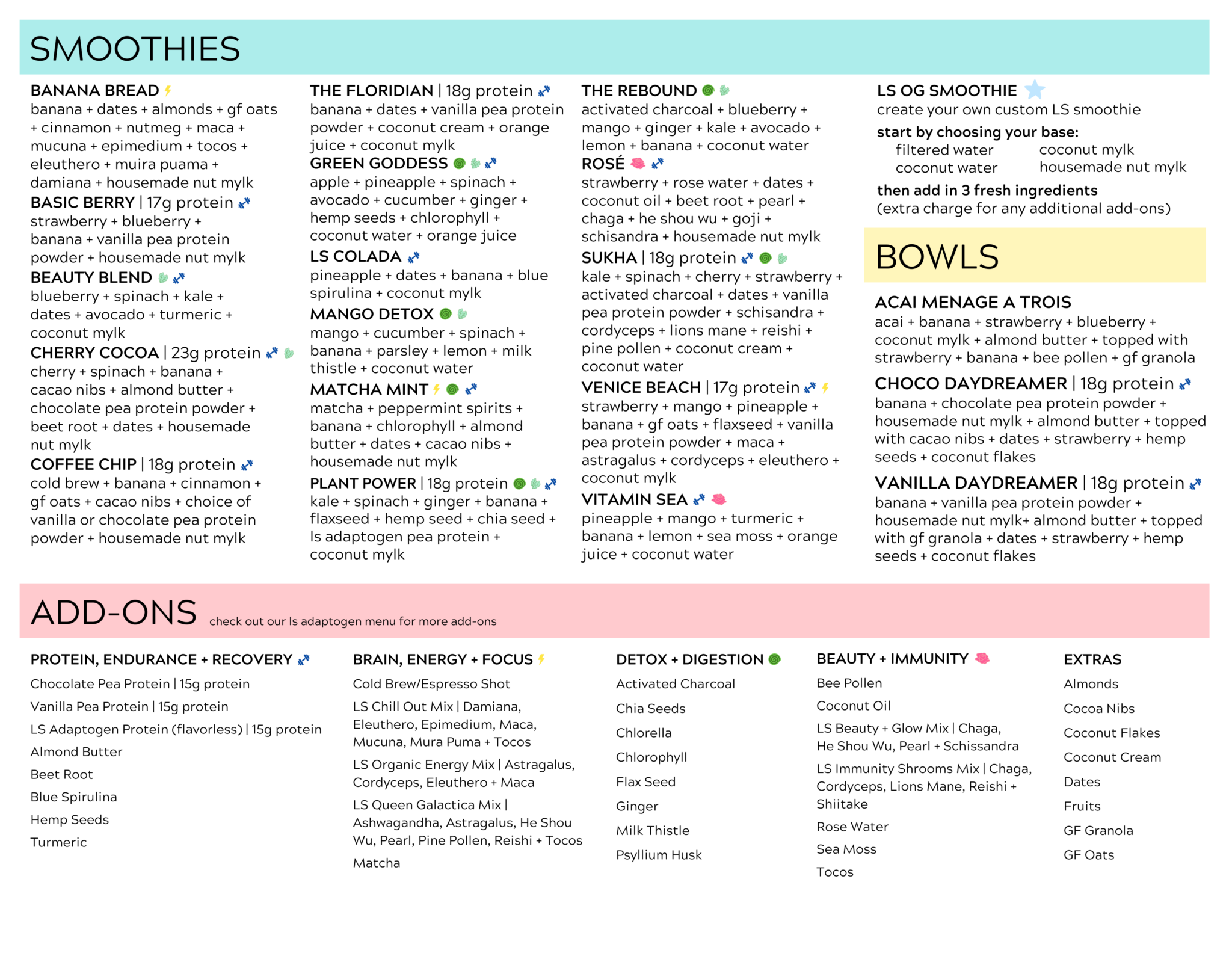 Back Bar Menu - LS Organics